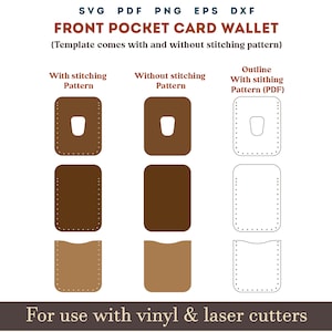 Leather Front Pocket Card Wallet Svg Template, PDF Leather Minimalist ...