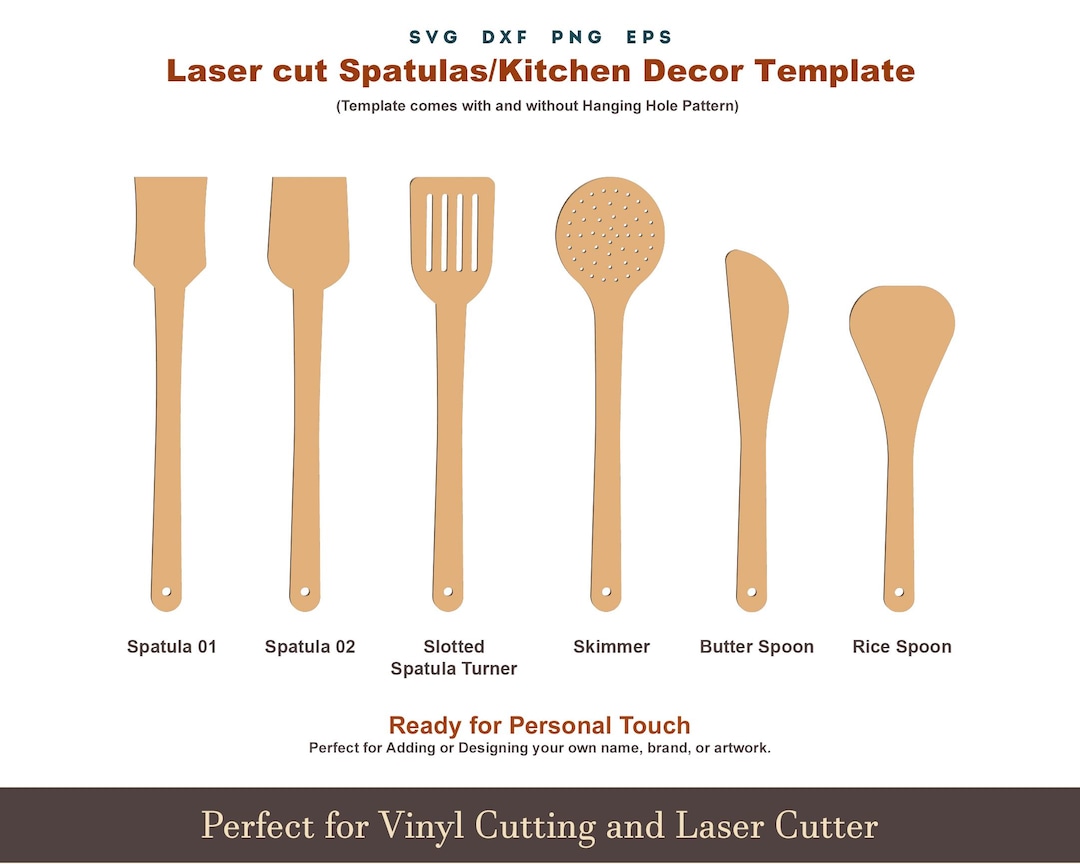 Kitchen Spatula SVG Bundle, 6 Set Wooden Spoon and Spatula Laser Cut ...