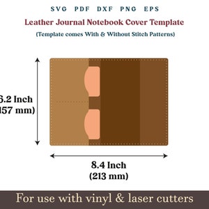 Leather Journal Cover Template SVG, Leather Notebook Cover PDF Pattern ...