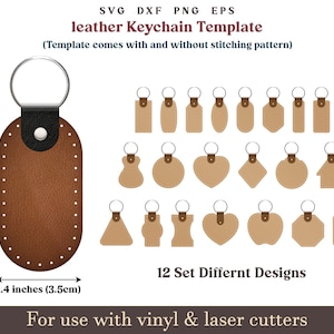 Leather Keychain Svg Bundle, 21 Set Leather Keychain Key Fob Cut ...