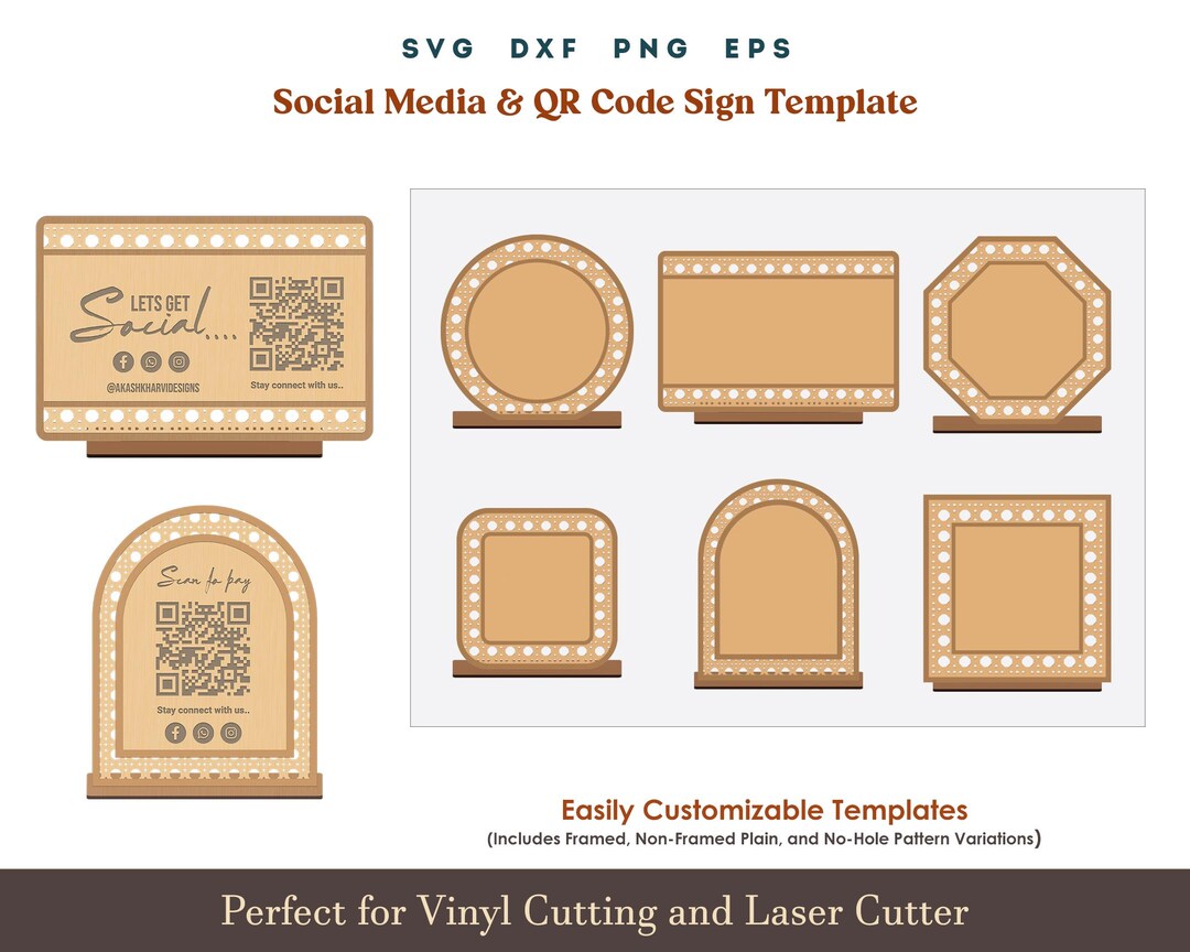 Scan to Pay Sign SVG Bundle, Social Media QR Code Display Stand ...