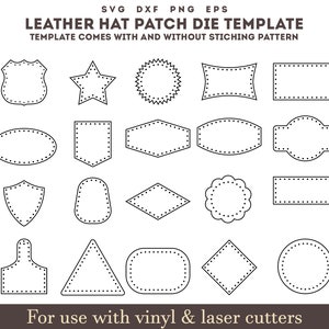 Leather Patch Svg, 20 Set Leather Hat Patches Svg, Leather Shape Svg ...
