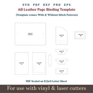 A6 Binding Template SVG, Leather A6 Binding Cover PDF SVG Sleeve ...