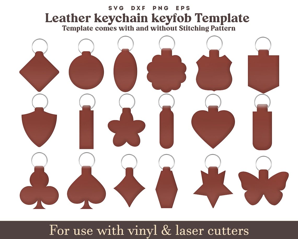 Leather Keychain Key Fob Template SVG Bundle Keychain SVG 18 - Etsy