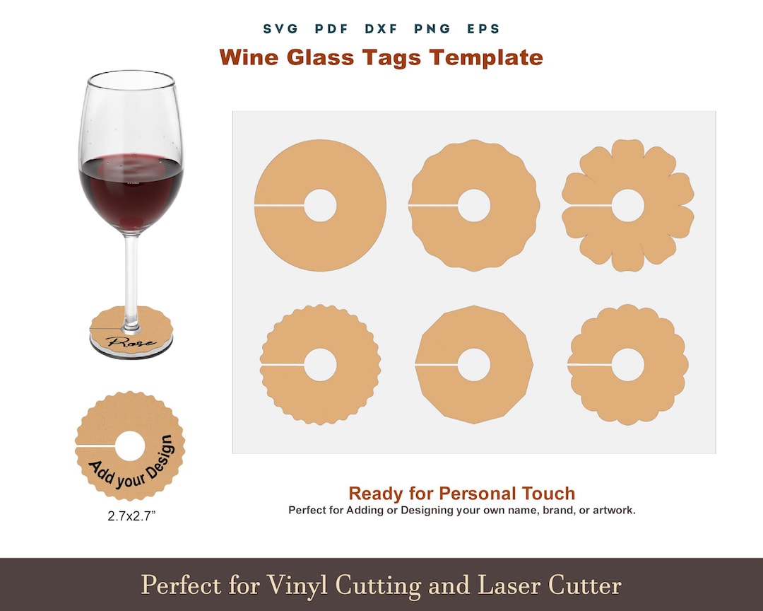 Wine Glass Tag Template SVG, Wine Glass Name Tag Svg, Bachelorette ...