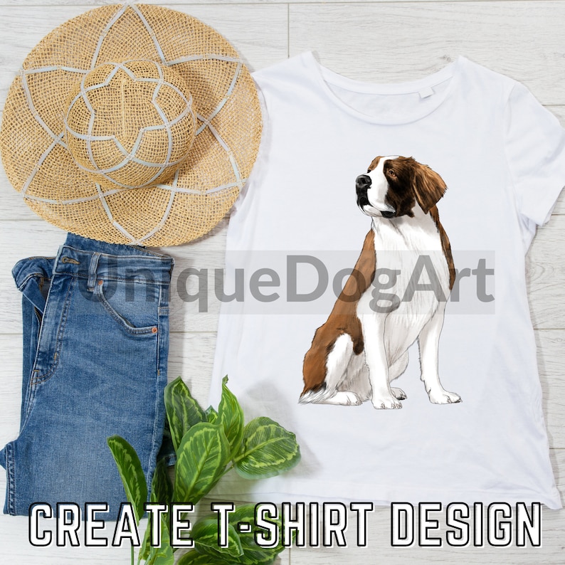 Unique Sitting Saint Bernard PNG Clipart Sublimation Design - Etsy