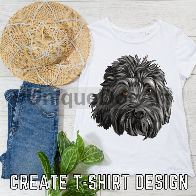 Black Labradoodle PNG Clipart Unique Watercolor Printable Dog Art ...