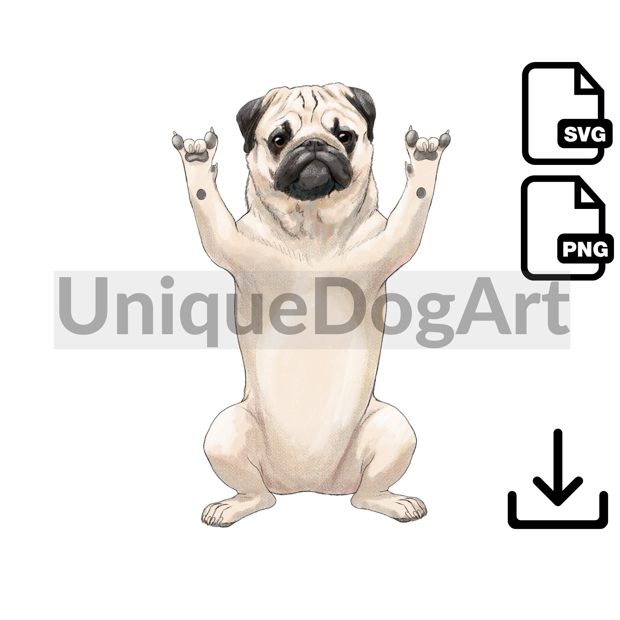 Funny Pug PNG and Clipart Dog Art Digital Download - Etsy
