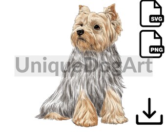 Happy Yorkshire Terrier Yorkie SVG PNG Silhouette Clipart Instant ...