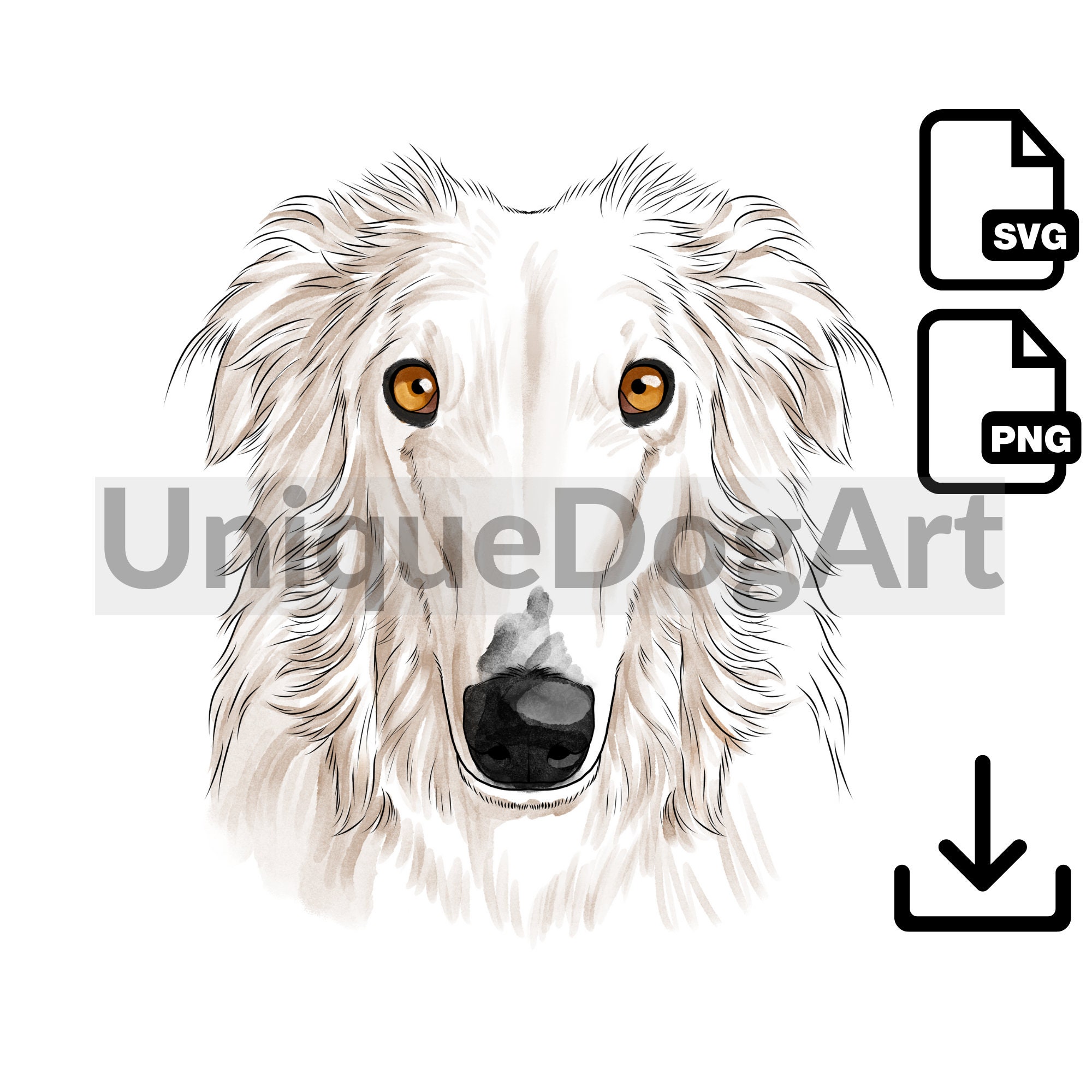 Unique Watercolor Dog Borzoi PNG Clipart Sublimation Design Graphic ...