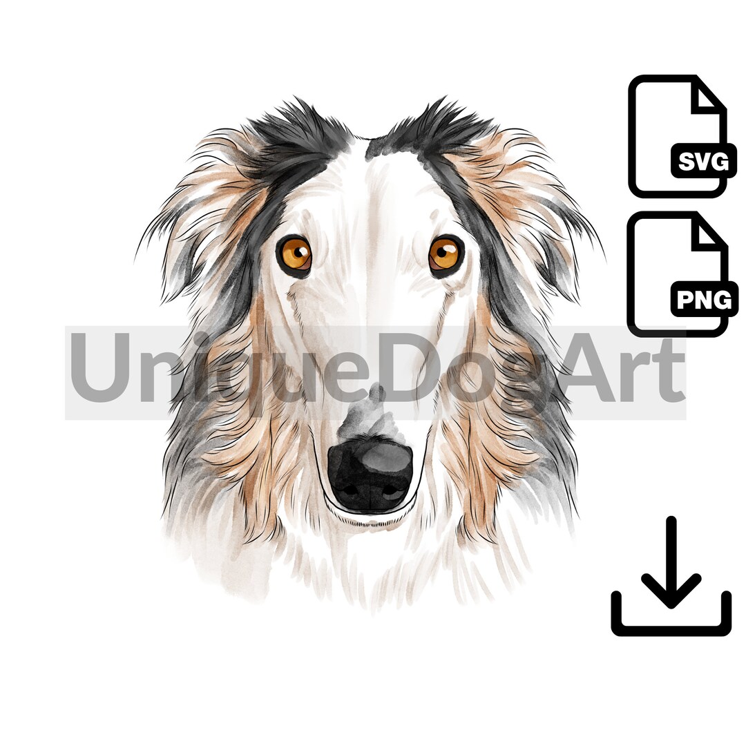 Unique Watercolor Borzoi PNG Clipart Sublimation Design Graphic ...