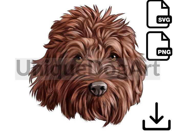 Labradoodle Pet Portrait Clip Art, Printable Dog Illustration for ...