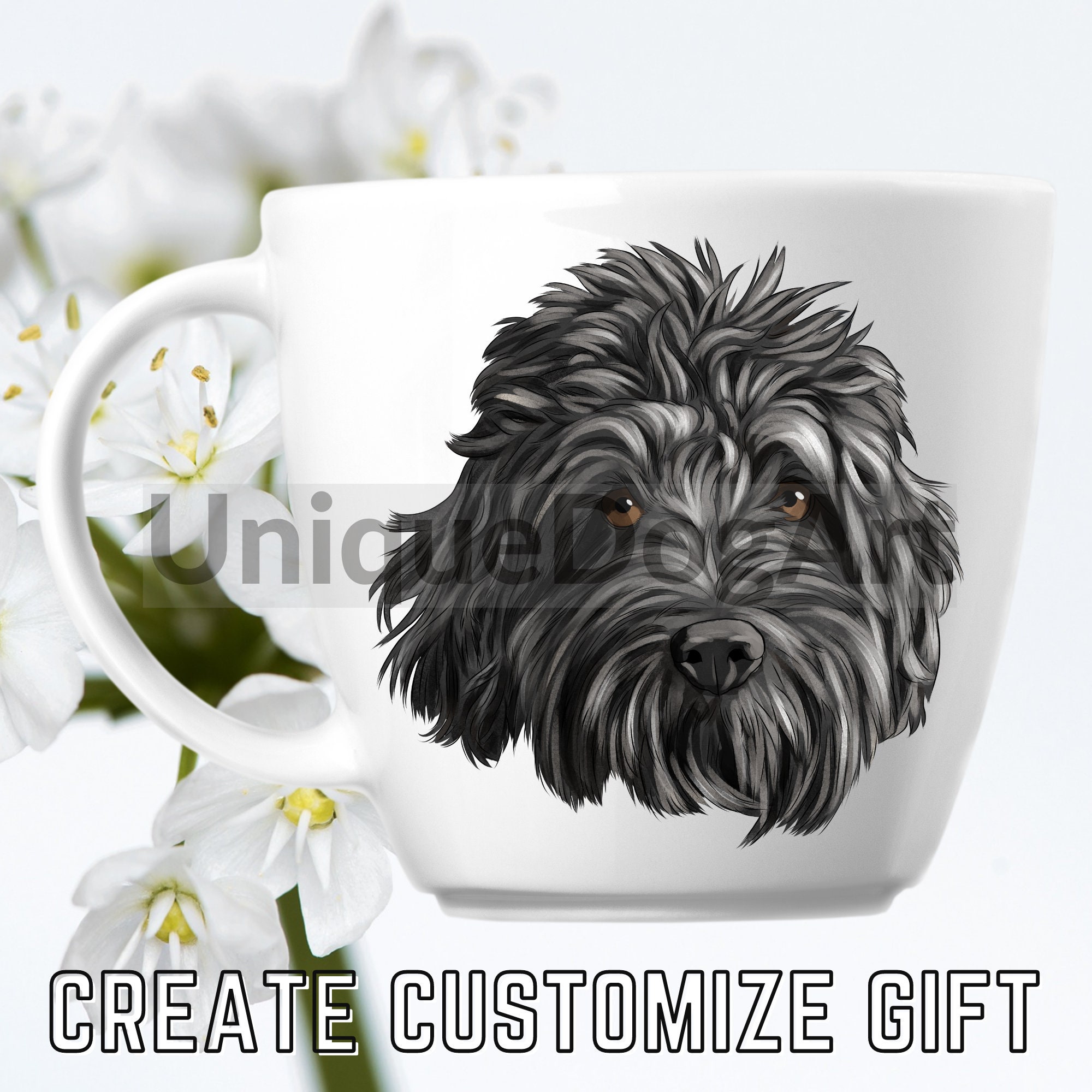 Black Labradoodle PNG Clipart Unique Watercolor Printable Dog Art ...