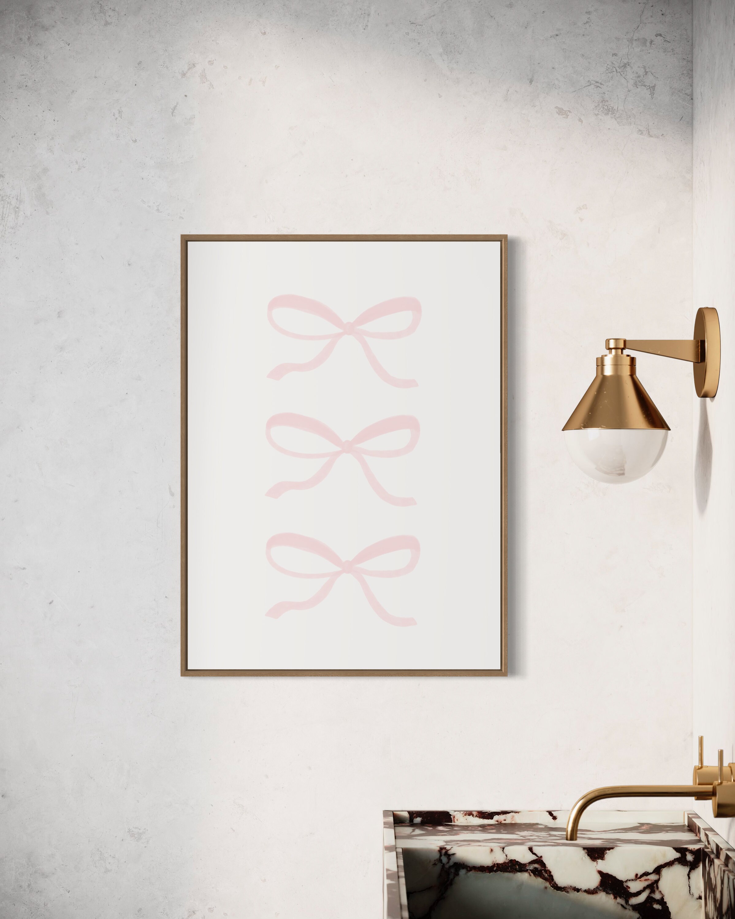 Pink Bow Wall Art Digital Download Print,watercolor Art Print, Pink ...