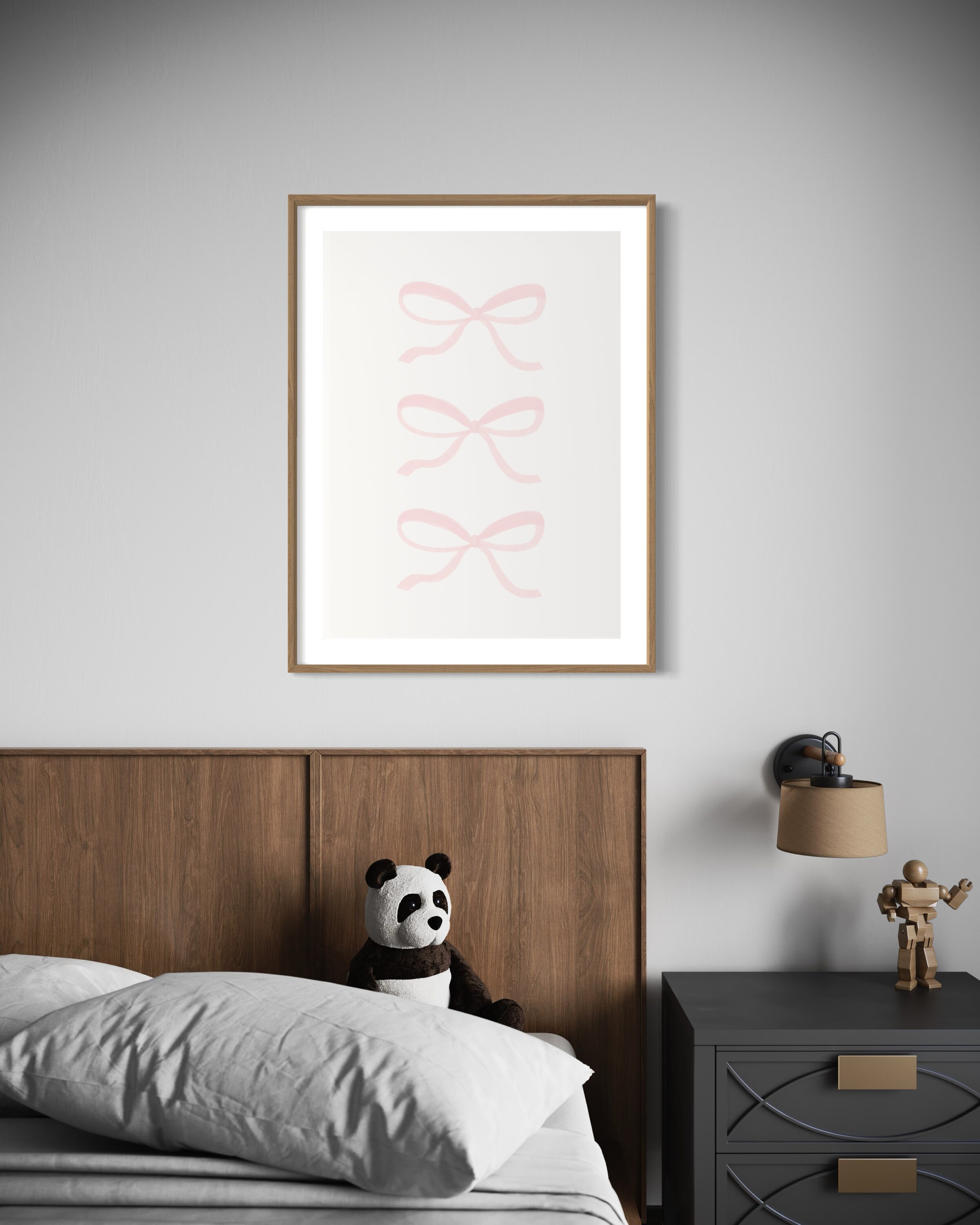 Pink Bow Wall Art Digital Download Print,watercolor Art Print, Pink ...