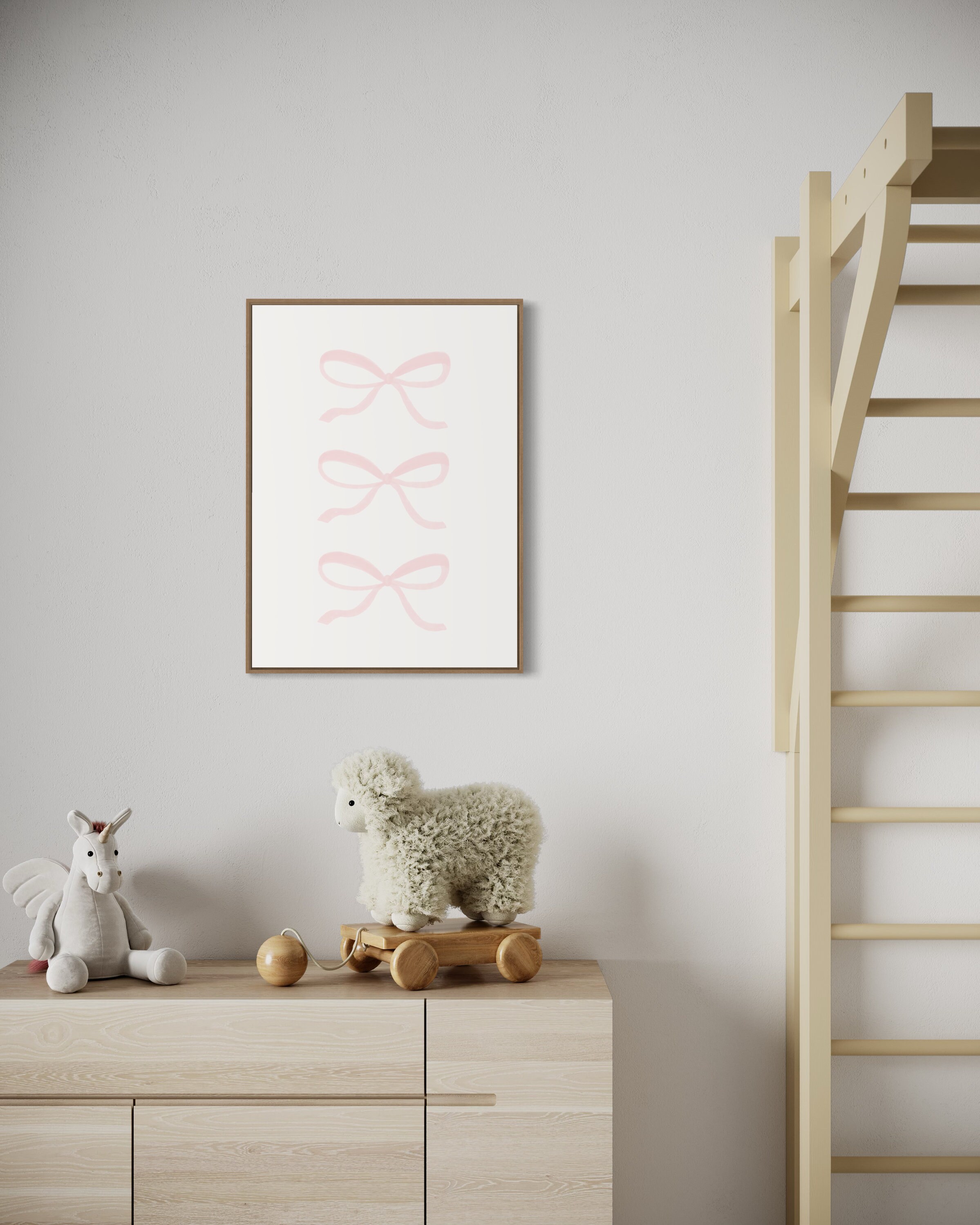 Pink Bow Wall Art Digital Download Print,watercolor Art Print, Pink ...