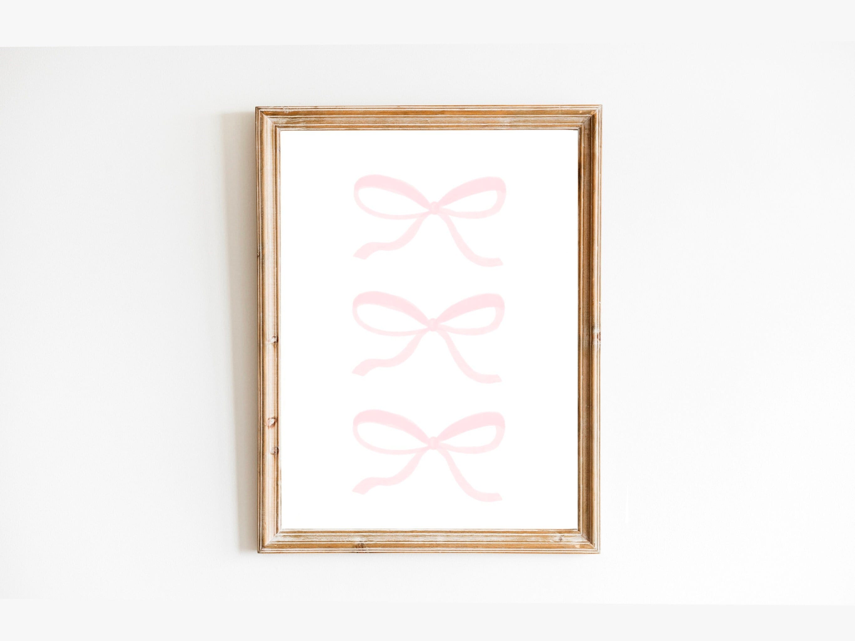Pink Bow Wall Art Digital Download Print,watercolor Art Print, Pink ...