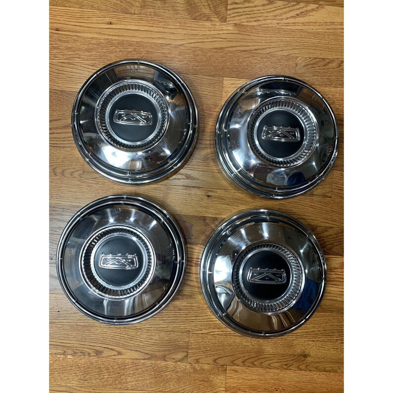 Vintage Ford Fairlane FOUR Hubcap Wheels Covers Center Caps Chrome Near ...