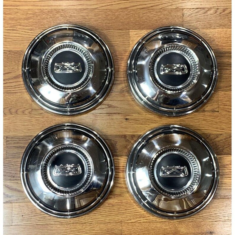 Vintage Ford Fairlane FOUR Hubcap Wheels Covers Center Caps Chrome Near ...
