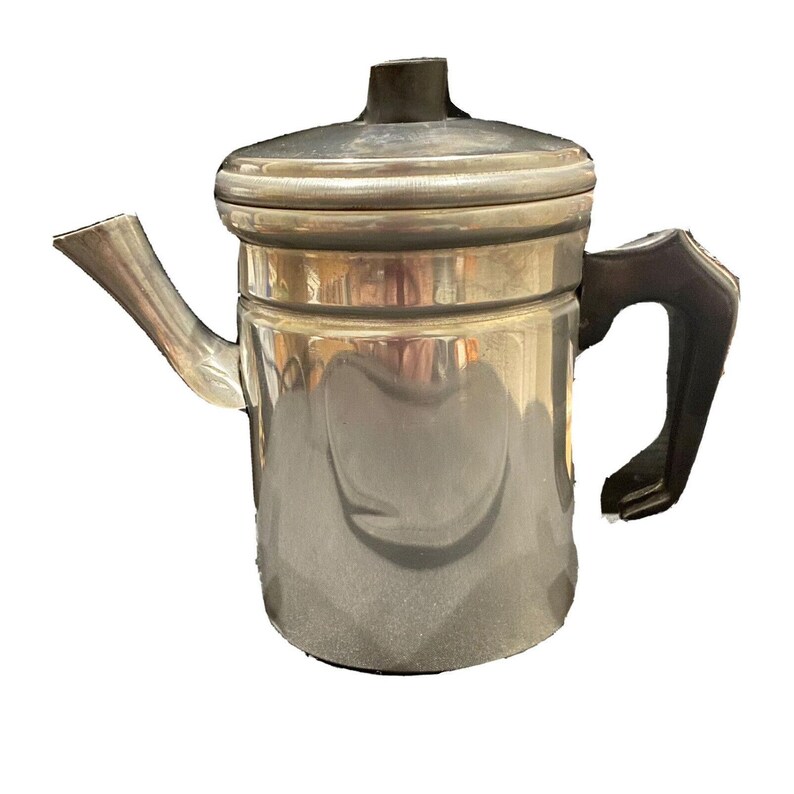 VINTAGE Aluminum Stovetop Tea Coffee Pot Made in Italy Camping Mid ...