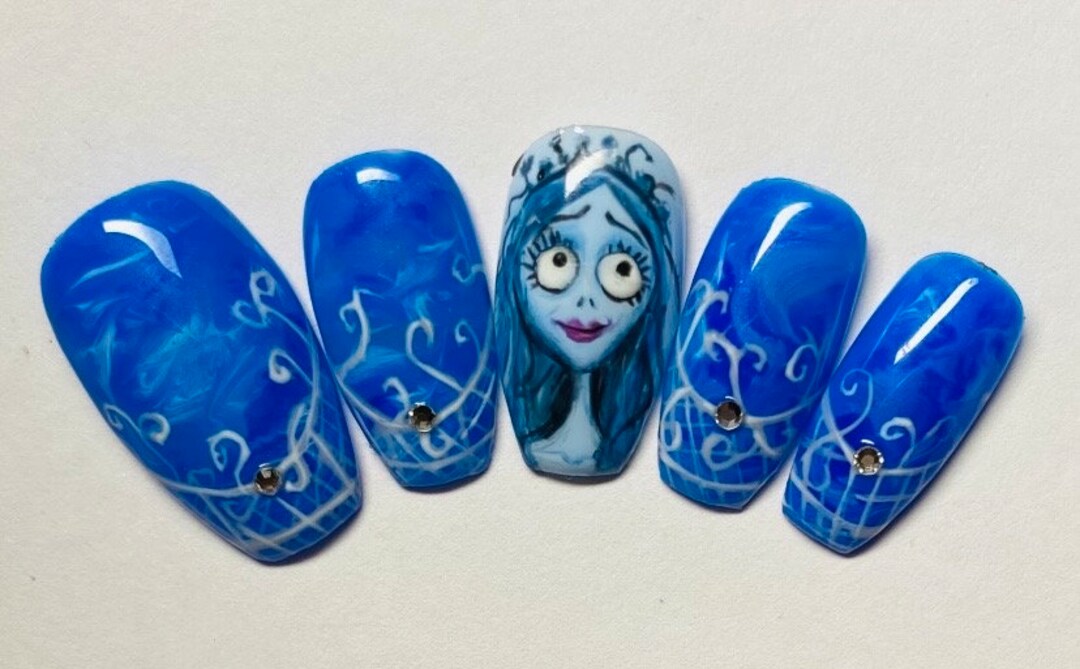 Halloween Corpse Bride Press on Hand Painted Nails - Etsy
