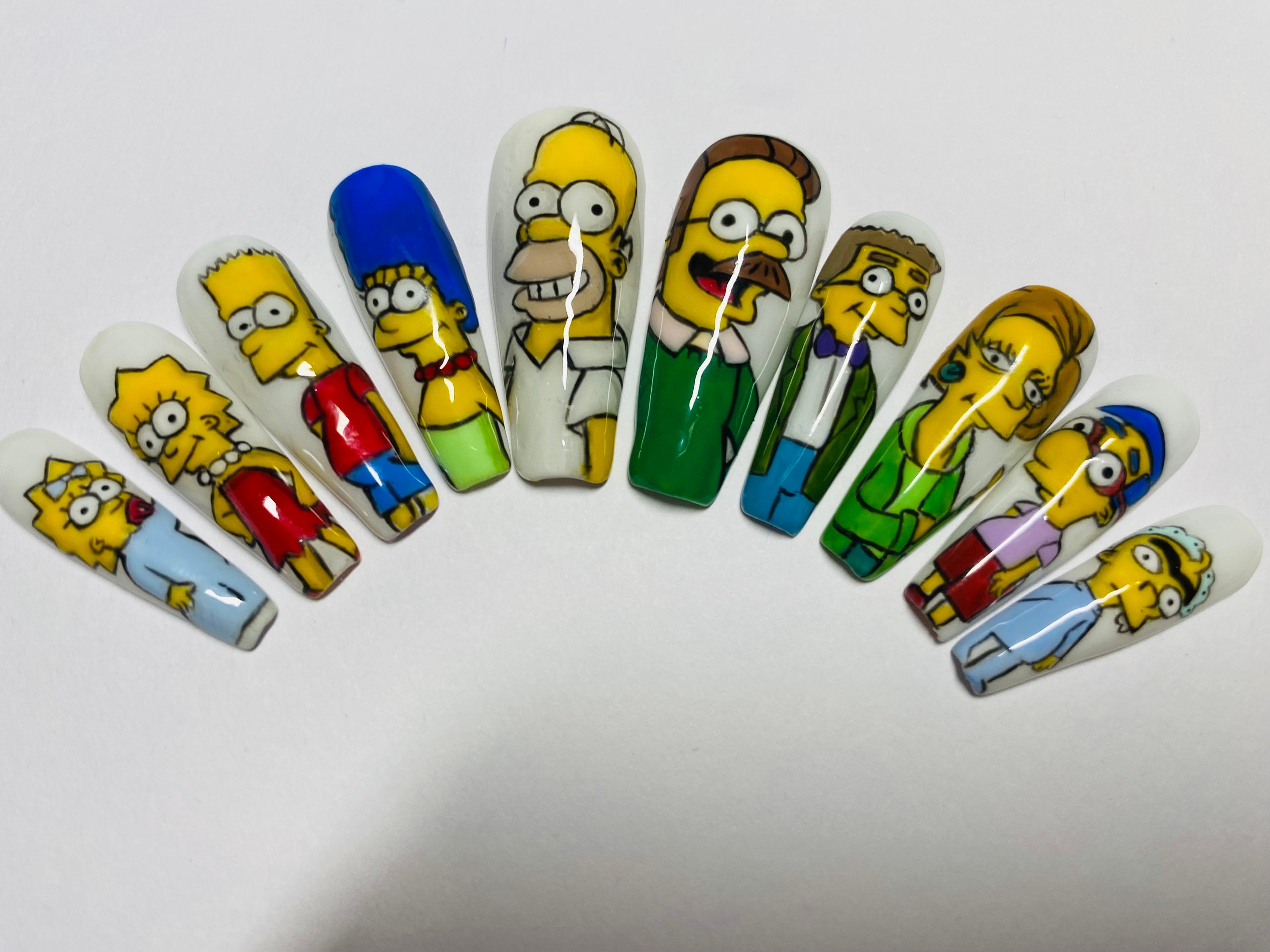 Press on Hand Painted Simpsons Inspired Nails - Etsy