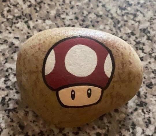 Mario Mushroom Hand Painted Rock - Etsy