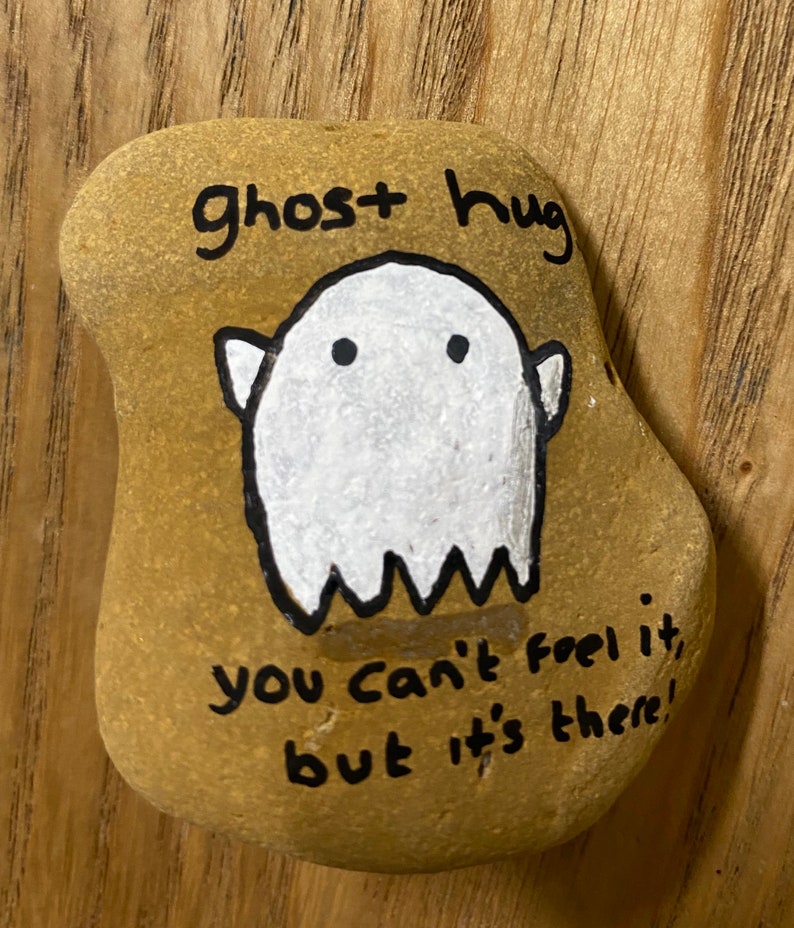 Ghost Hug, Pocket Hug Hand Painted Rock free Delivery - Etsy