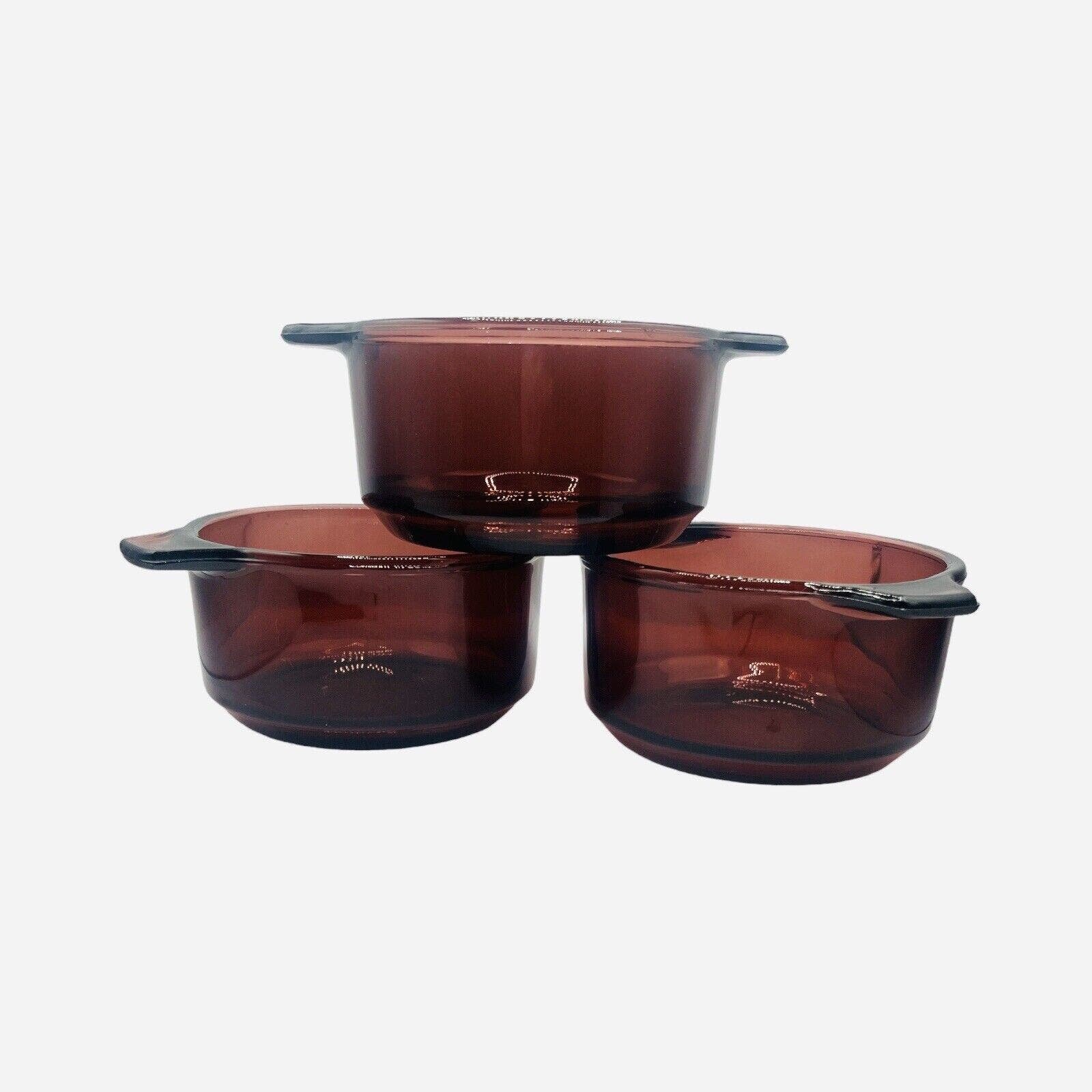 Set of 3 Cranberry Pyrex Glass Bowls With 2 Handles mexico - Etsy