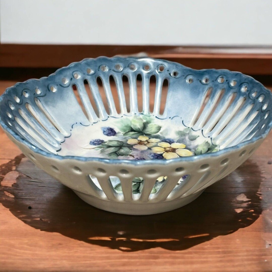 Collectible Ceramic Fruit and Vegetable Bowl With Elegant Floral ...