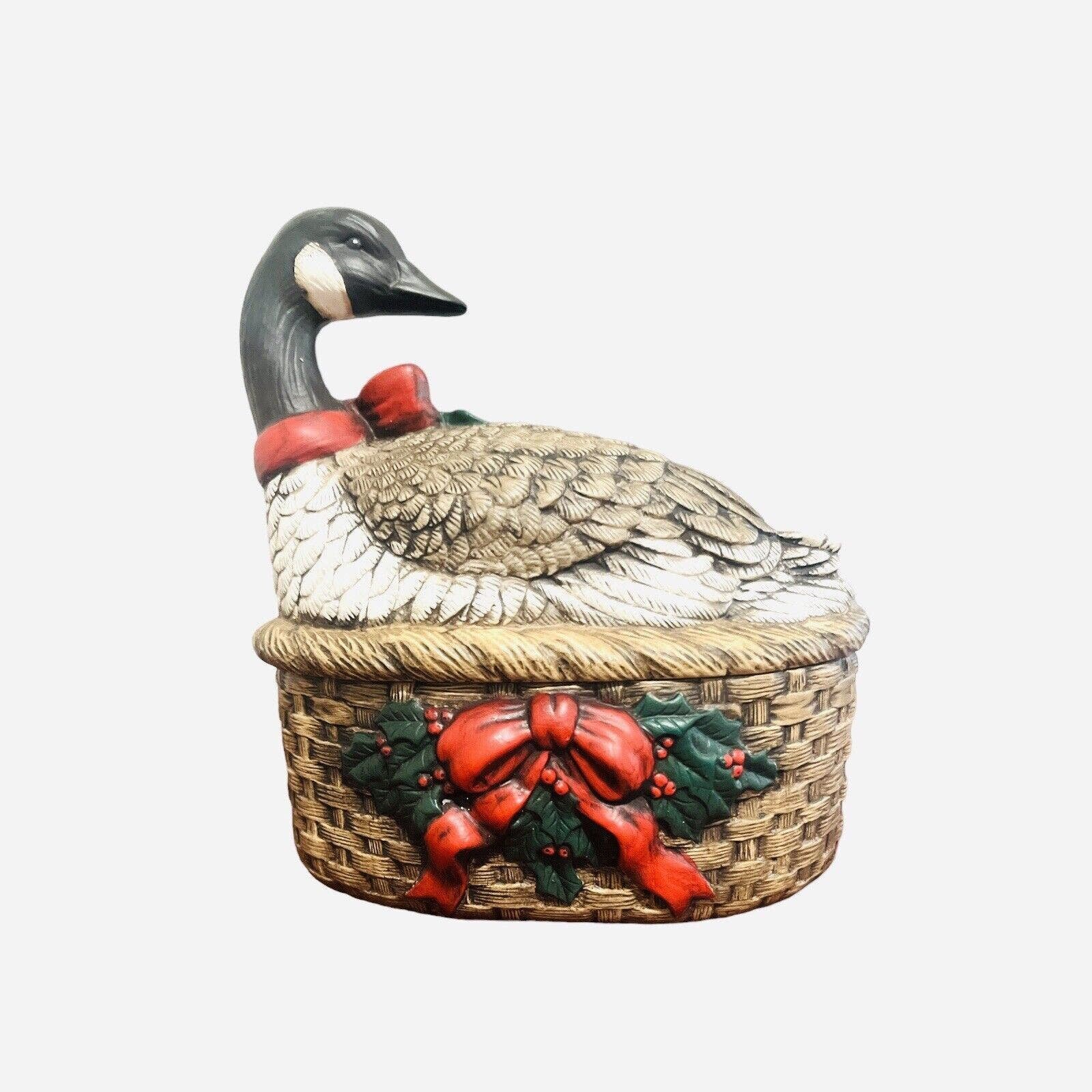 Vintage Christmas Canadian Goose Hand Painted Ceramic Candy Dish ...