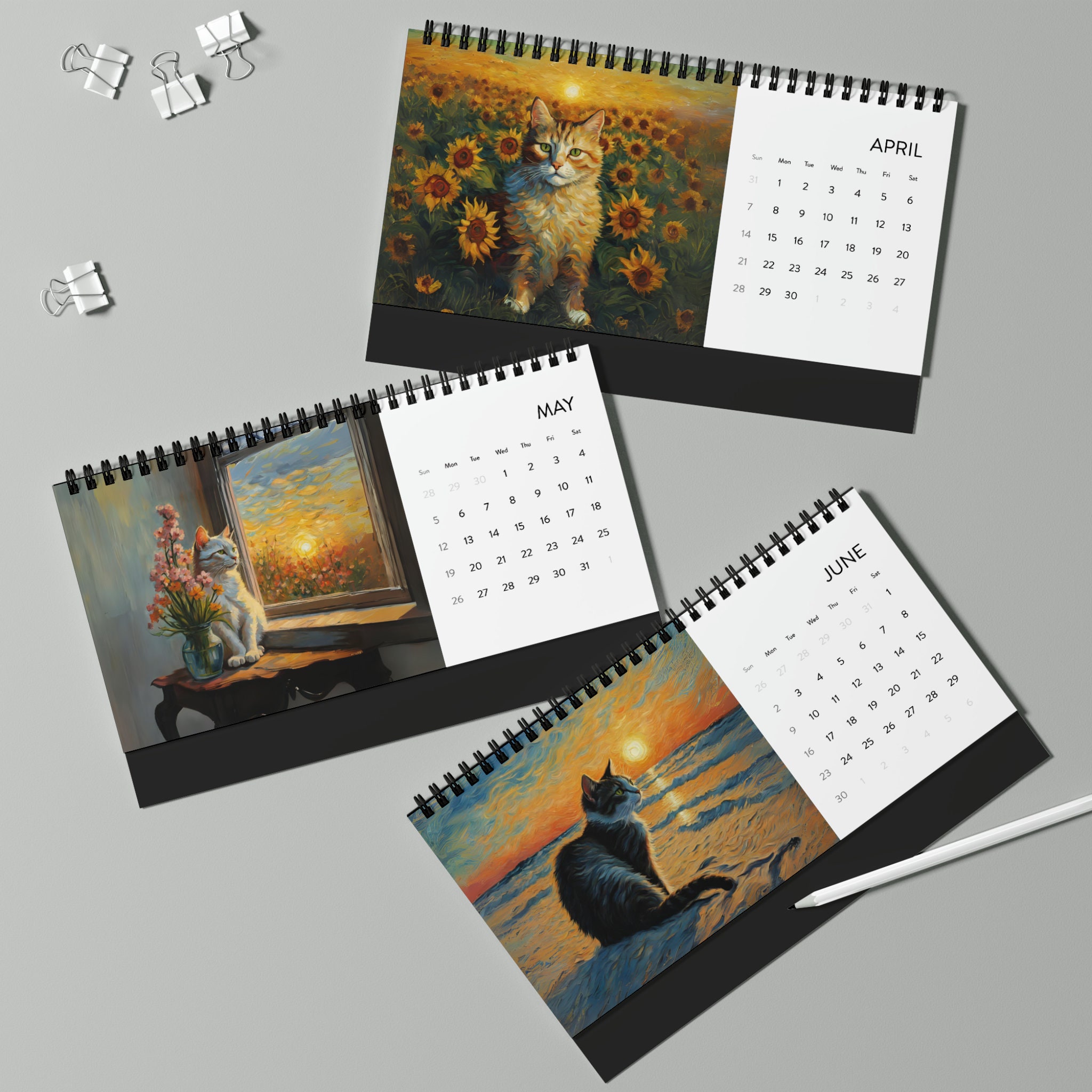Cat Desktop Calendar (2024) sold by Amethyst Mandarin | SKU 115869712 ...