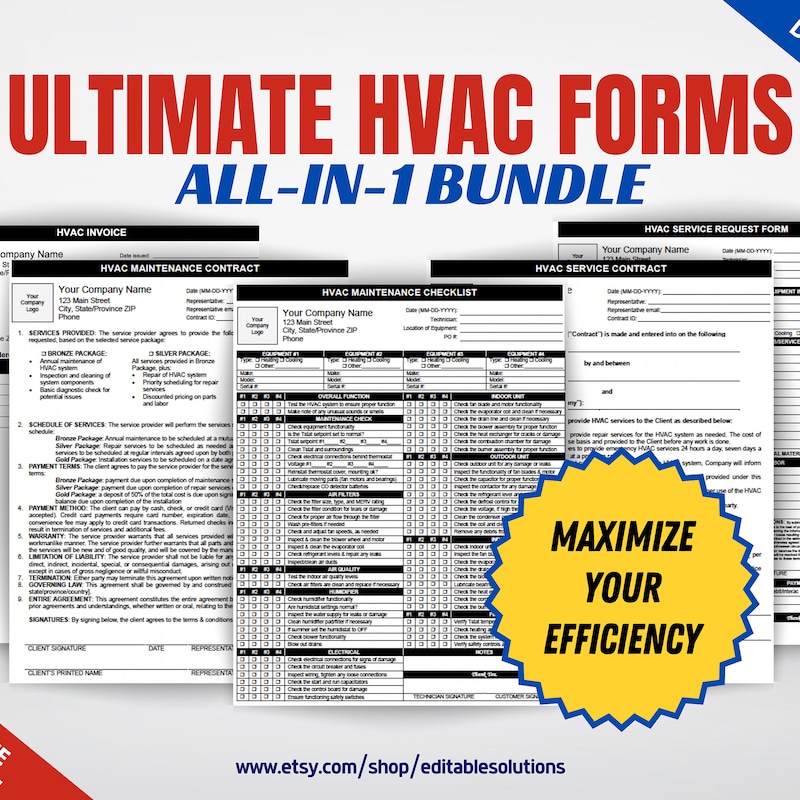 Hvac Checklist Template - Etsy Israel