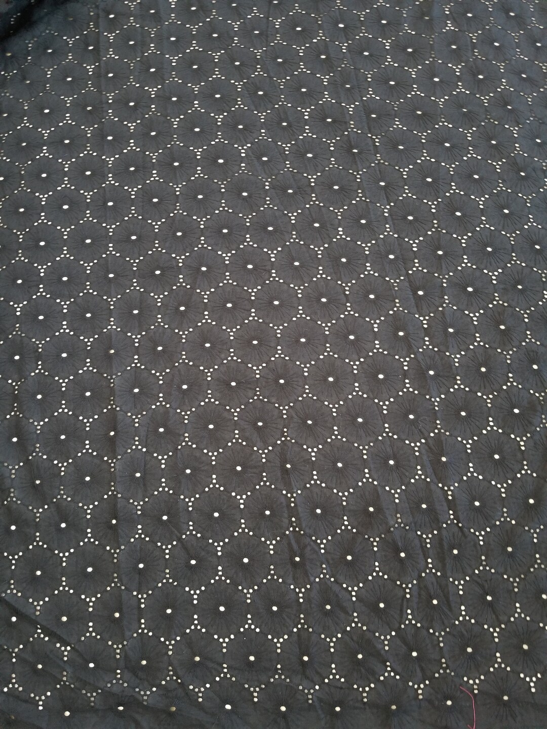 Black Eyelet Embroidery Lace. Black Lace Flower. Eyelet Cotton Fabric ...