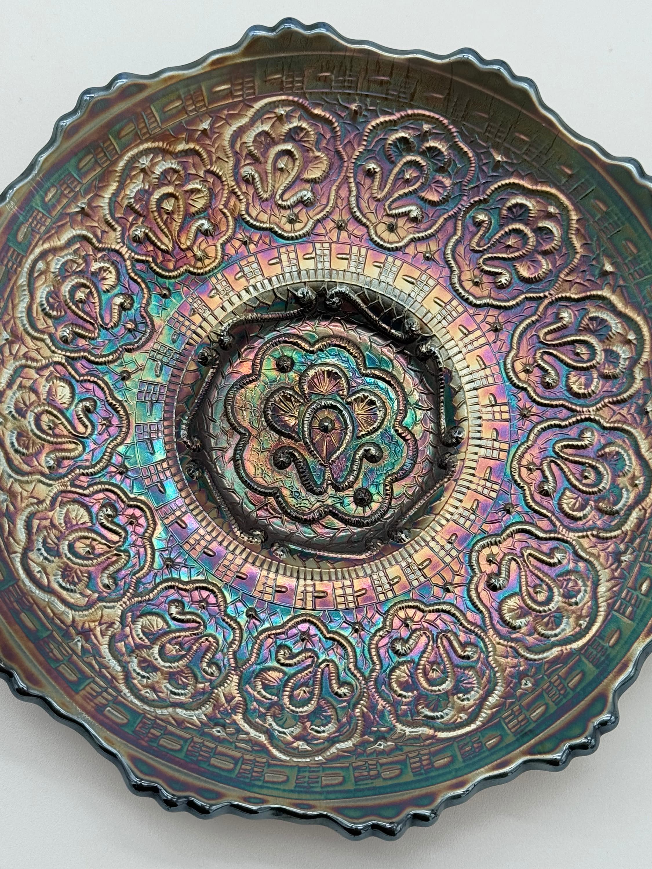 Set of Fenton Persian Medallion Carnival Glass Plates - Electric Cobalt ...