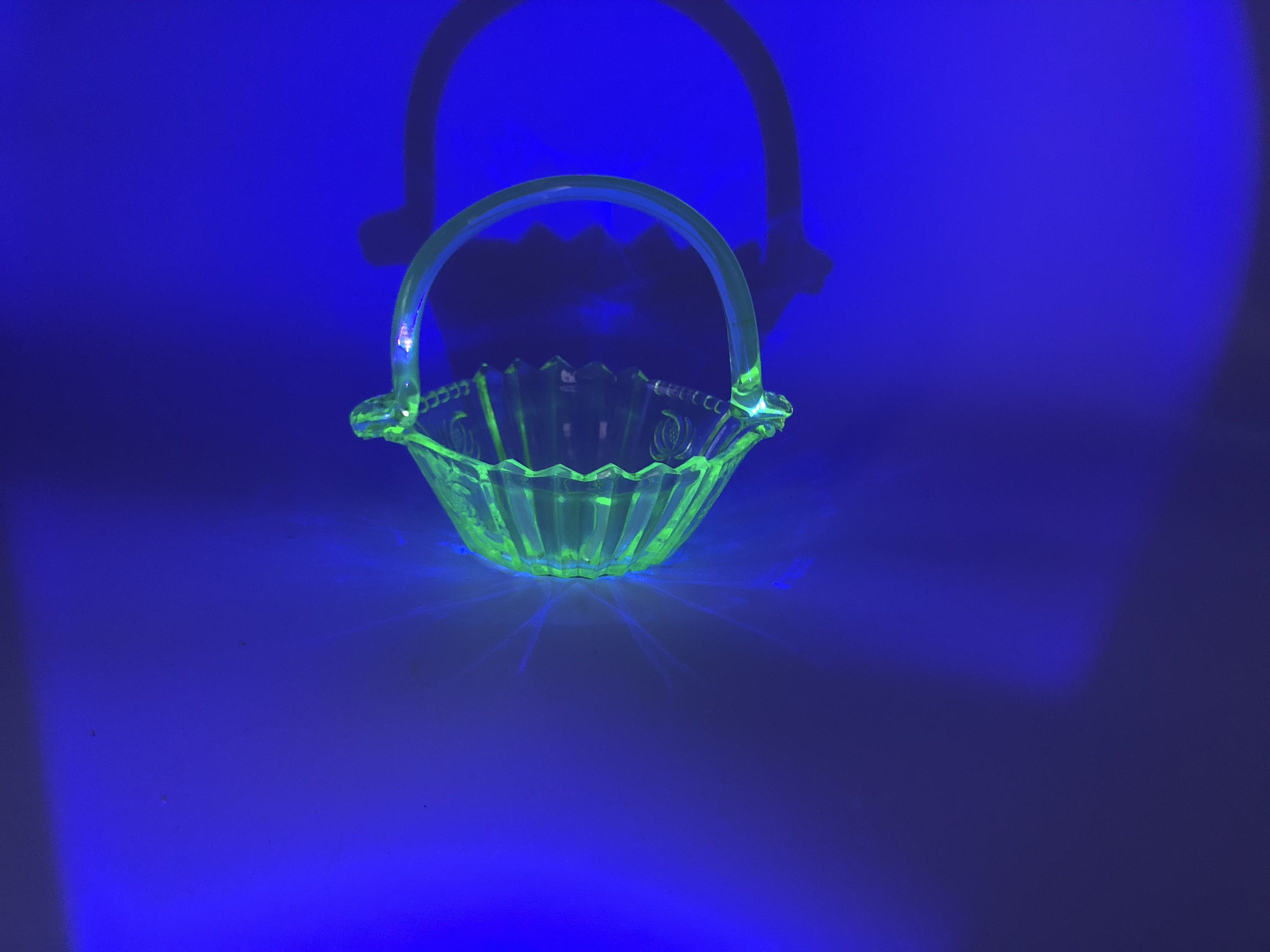 Old and Small Uranium Glass Basket Pressed - Etsy