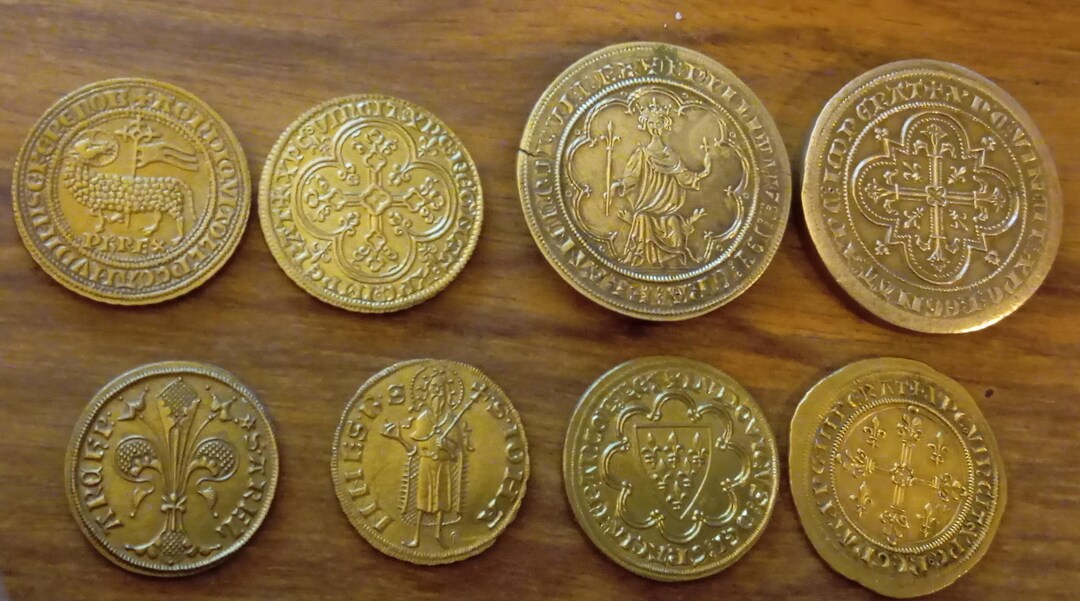 Lot of 5 Pieces. Saint Louis Shield. Philip IV the Fair Gold Mace ...