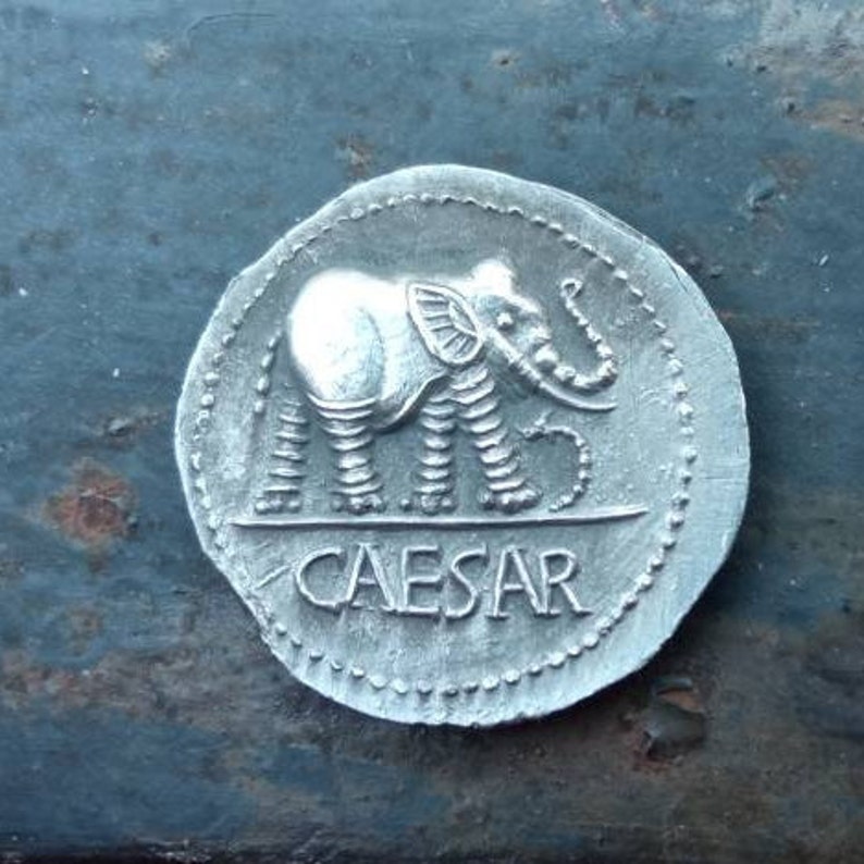 Julius Caesar Elephant Roman Civil War, Ancient Roman Empire Denarius ...