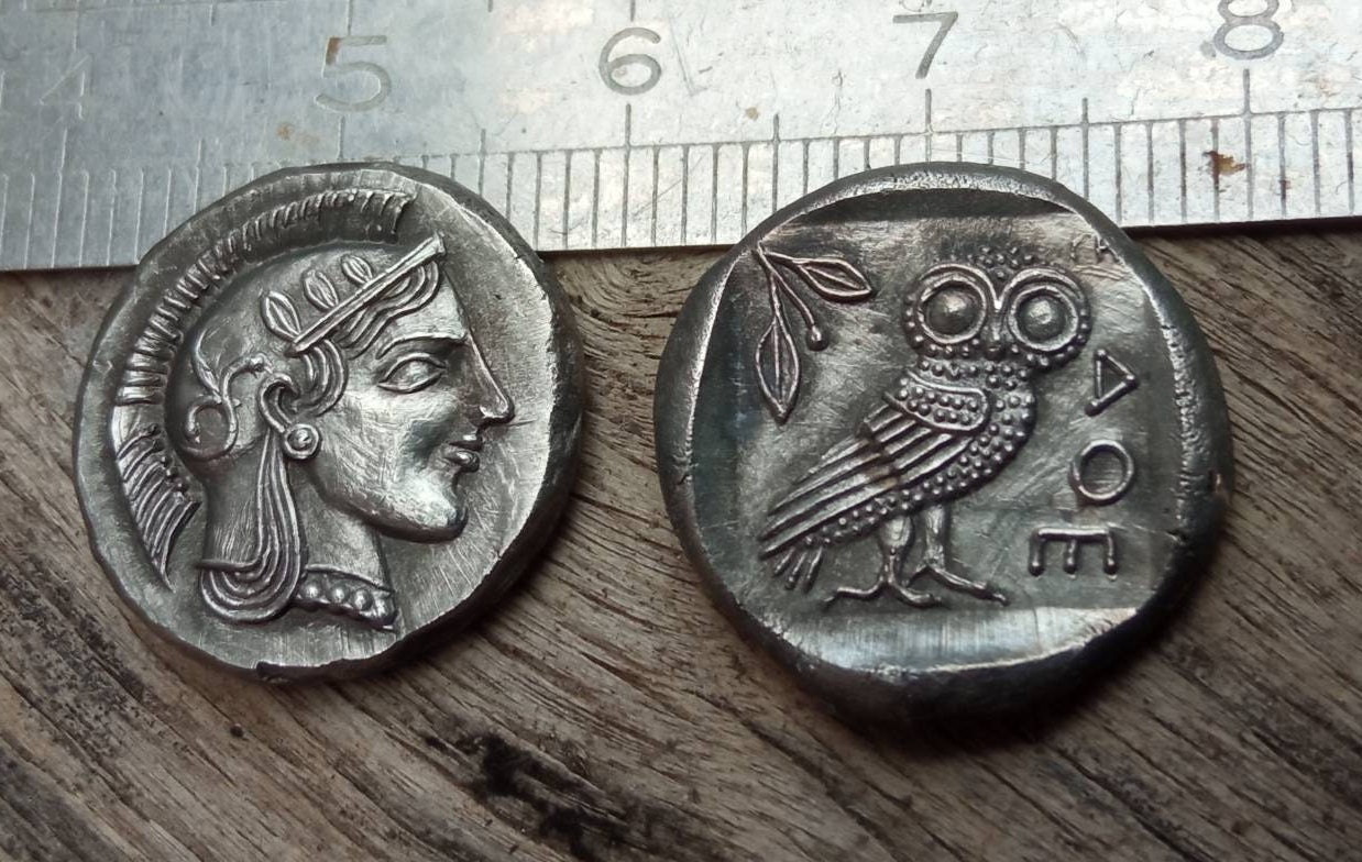 Reproduction Greek Drachma Coins Athens Athena Owl Dimension 18 Mm 4 Gm ...