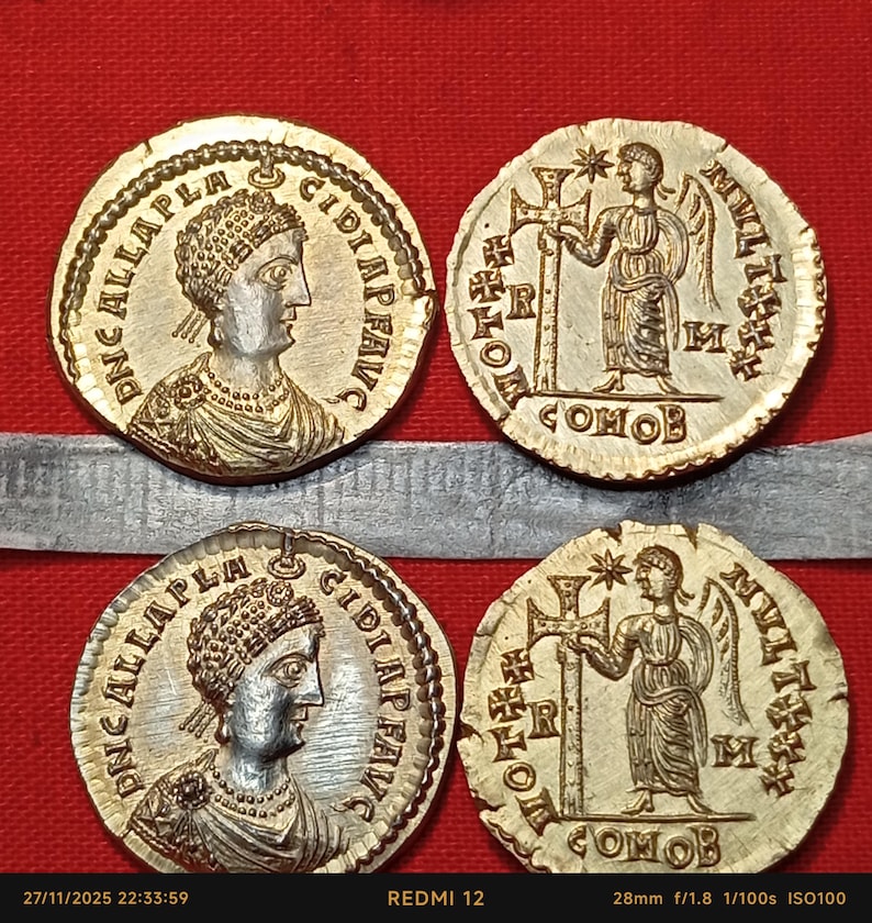 Solidus Galla Placidia Replica, Byzantine Roman Coin, Late Antiquity ...