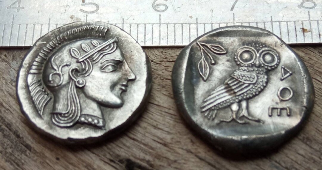 Reproduction Greek Coins Drachma Athens Athena Owl Dimension 18 Mm 4 Gm ...