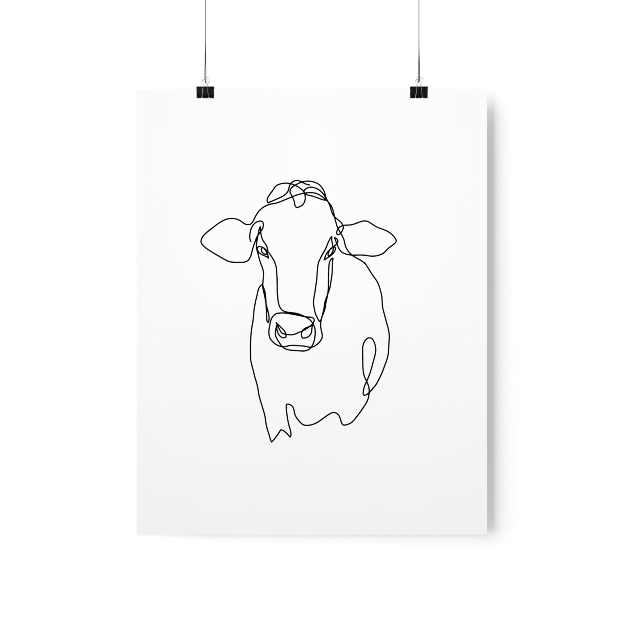 Minimalist One Line Drawing Line Art Cow Poster for Nursery - Etsy
