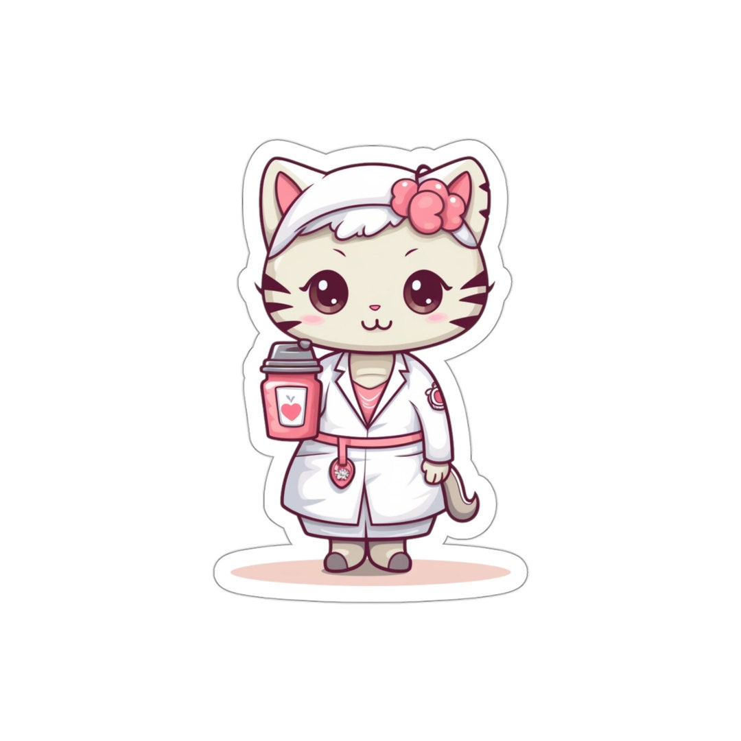 Kawaii Nurse Cat Die-cut Sticker - Etsy