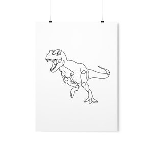 Minimalist One Line Drawing Line Art T-rex Fine Wall Art Print - Etsy