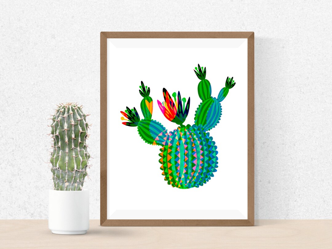 Trippy Cactus Wall Art Print - Etsy
