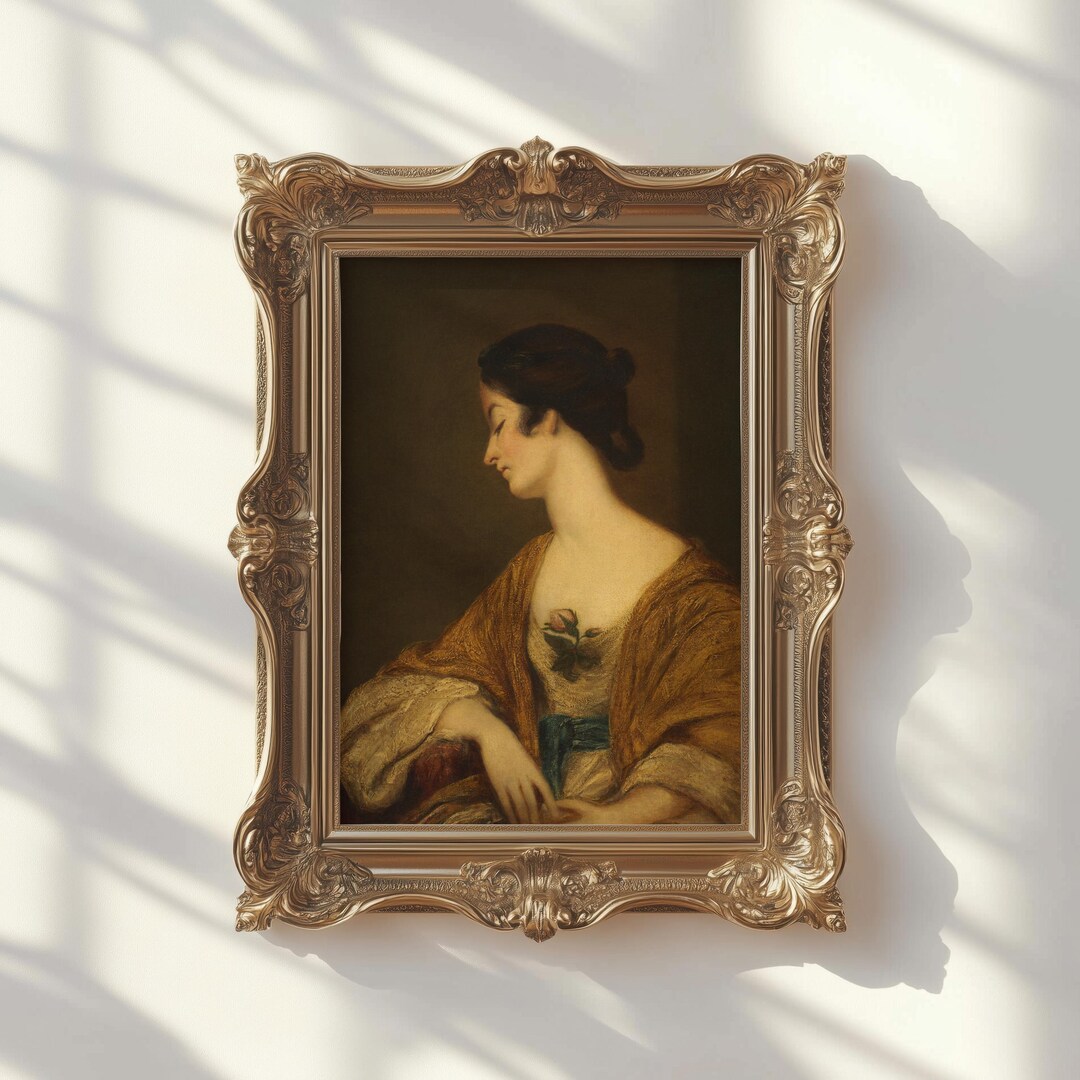Vintage Woman Portrait Art Print Classical Oil Painting Wall Art ...