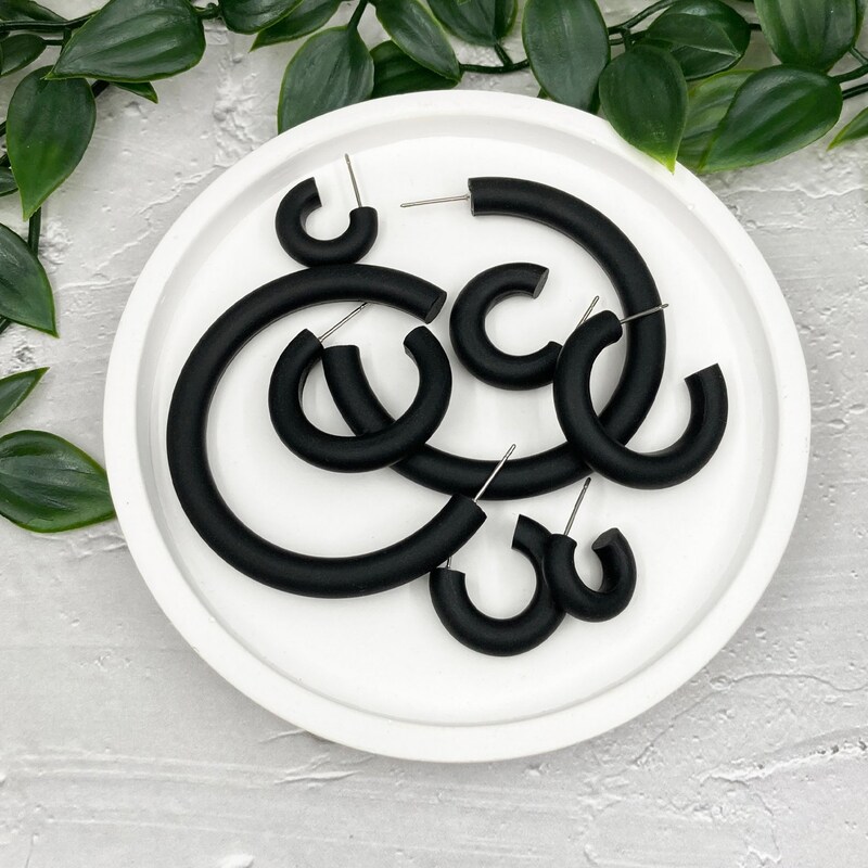 Black Hoop Earrings - Etsy