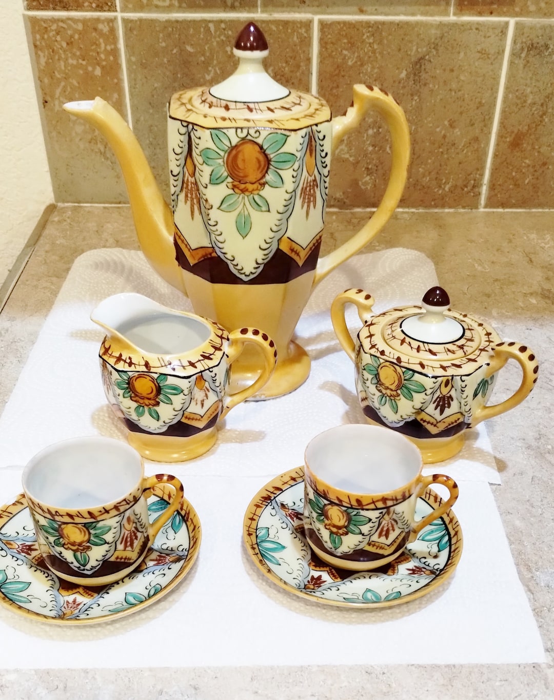 Vintage Made in Japan Porcelain Tea Set Lovely. 2 Small Cups With ...