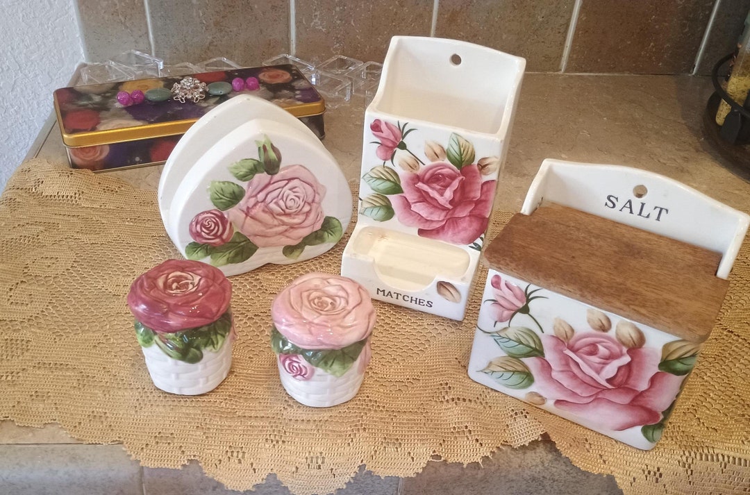 Vintage Ceramic Table Setting With Mixed Ceramic Items, Mauve and Pink ...
