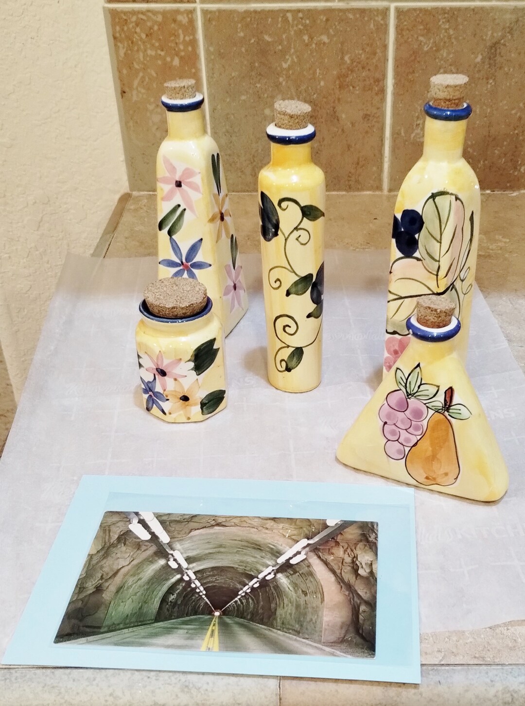 Vintage Ceramic Pottery Bottles With Corks Small Set of 5 - Etsy